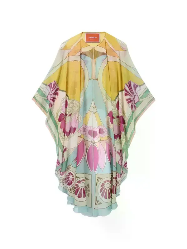 La DoubleJ Maria Cape In Printed Silk Chiffon