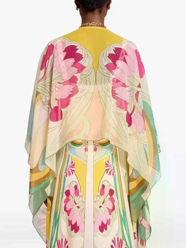 La DoubleJ Maria Cape In Printed Silk Chiffon