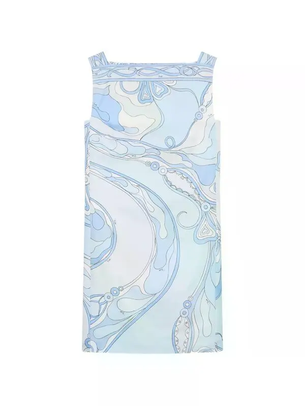 Emilio Pucci Silk Orchidee Print Sleeveless Dress - Blue