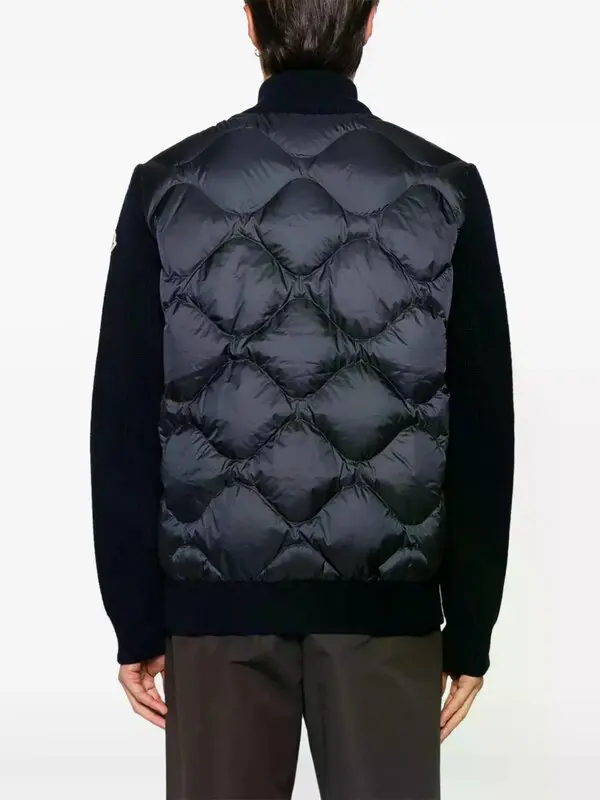 Moncler Wool-cashmere Blend Zip-up Cardigan With Down Panelling