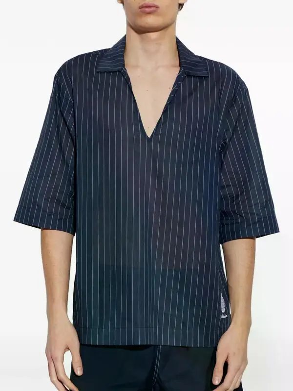 Balmain Pinstripe V-neck T-shirt