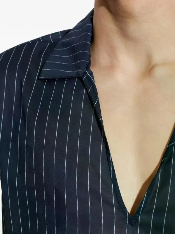 Balmain Pinstripe V-neck T-shirt