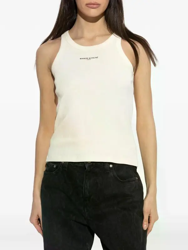 Maison Kitsuné Ribbed Knit Logo Tank Top