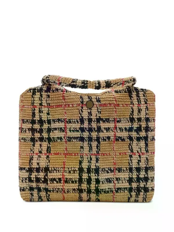 Burberry Small Margate Tote In Check Raffia
