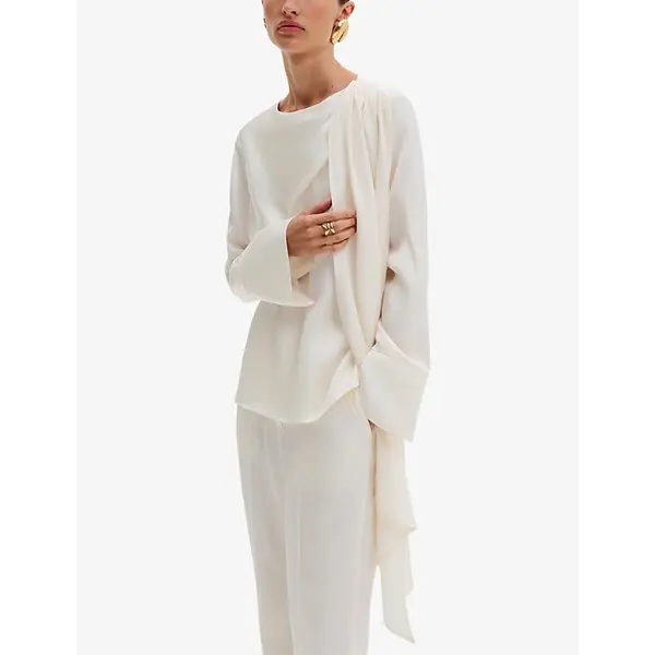 MALINA Melandi Draped Satin Blouse