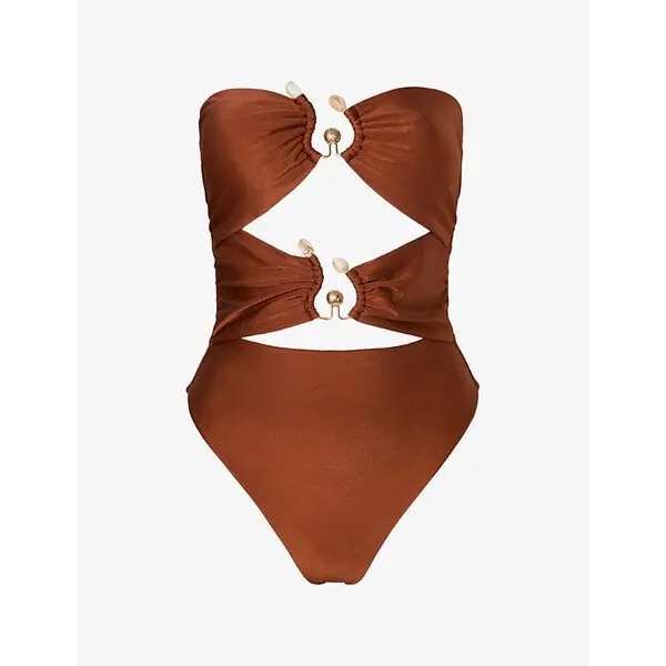 MALINA Erioa Cut-out Stretch-woven Swimsuit - Rust