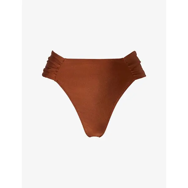 MALINA High-rise Bikini Bottoms With Ruched Sides