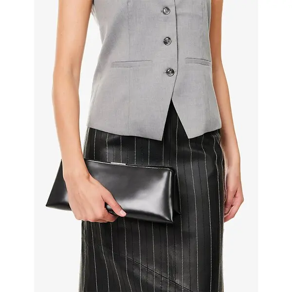 VERAFIED Leather Clutch Bag With Interchangeable Straps - Noir