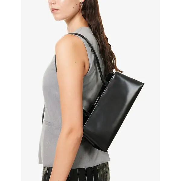 VERAFIED Leather Clutch Bag With Interchangeable Straps - Noir