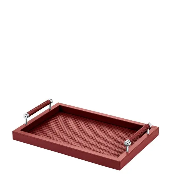 RIVIERE Leather Woven Diana Tray - Red