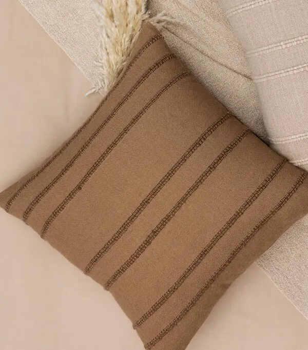 HAMAM Wool Alpaca Ribbed Cushion Case - Brown