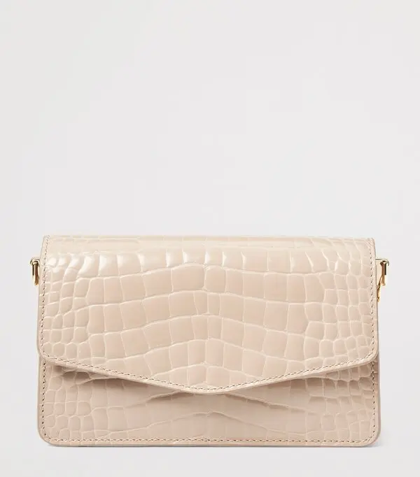 ASPINAL OF LONDON Eliza Croc-embossed Leather Clutch Bag - Neutral