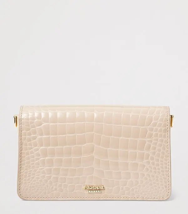 ASPINAL OF LONDON Eliza Croc-embossed Leather Clutch Bag - Neutral