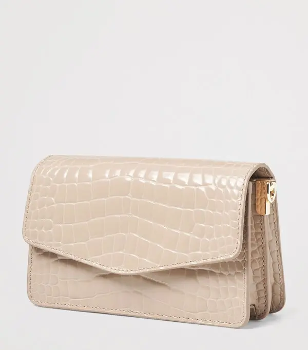 ASPINAL OF LONDON Eliza Croc-embossed Leather Clutch Bag - Neutral
