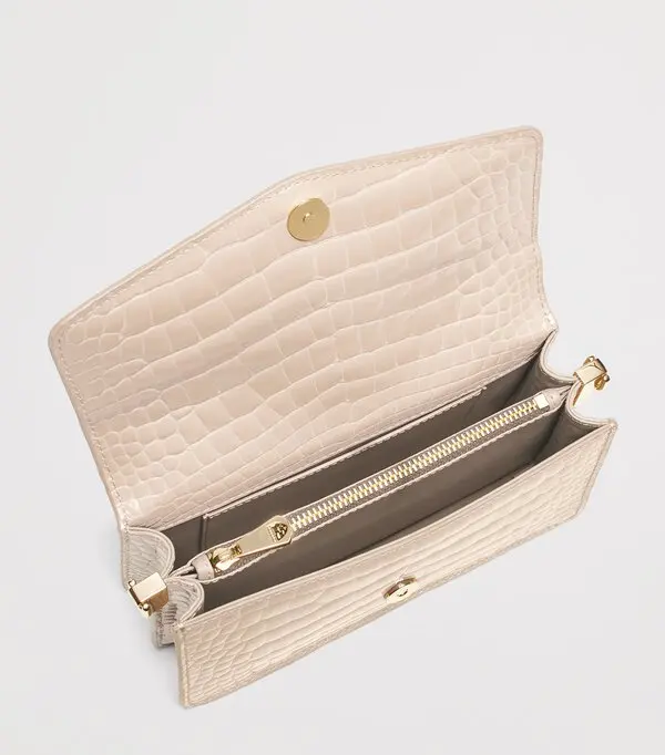 ASPINAL OF LONDON Eliza Croc-embossed Leather Clutch Bag - Neutral