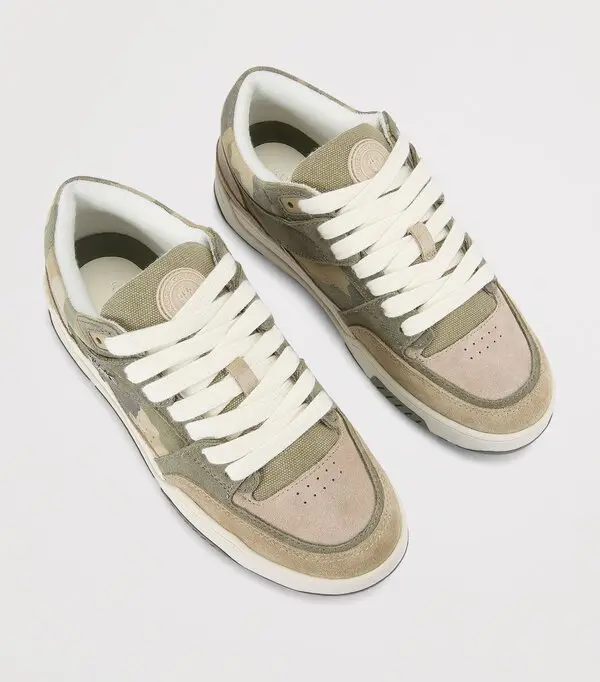 Kurt Geiger Hatton Camouflage Print Leather And Suede Lace-up Sneakers