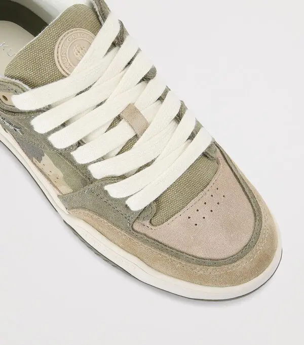 Kurt Geiger Hatton Camouflage Print Leather And Suede Lace-up Sneakers