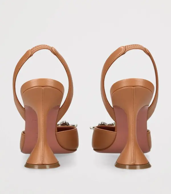 Amina Muaddi Leather Begum Slingback Pumps 95 With Embellished Toe