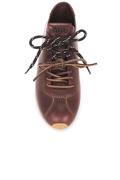 Miu Miu Plume Vitello Old Sneaker - Caffe