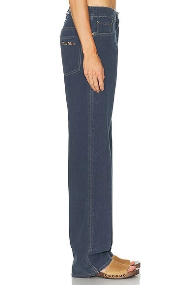 Miu Miu Wide Leg Denim Trousers - Bleu