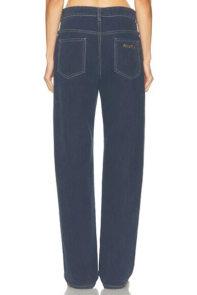 Miu Miu Wide Leg Denim Trousers - Bleu