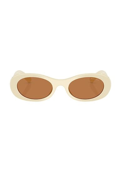 Miu Miu Oval Acetate Sunglasses - Milk