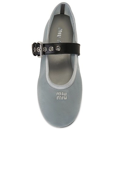 Miu Miu Ballerine Rete Flat - Alluminio