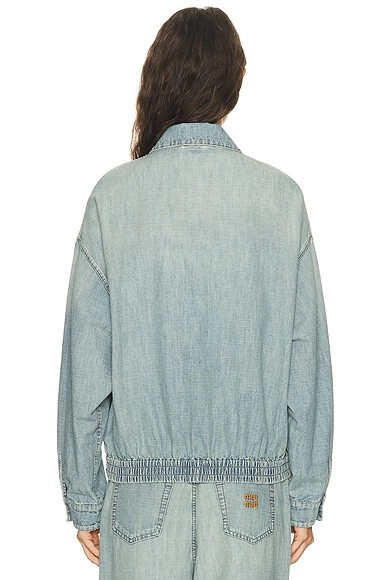 Miu Miu Chambray Zip-up Jacket - Celeste