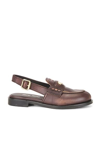 Miu Miu Penny Loafer Slingback - Ebano