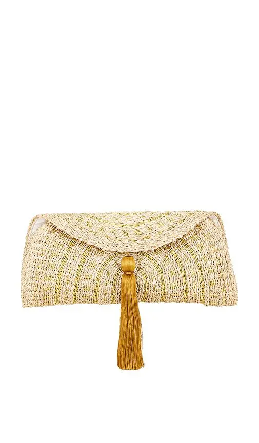 FLORABELLA Navagio Abaca Clutch With Gold String Detail