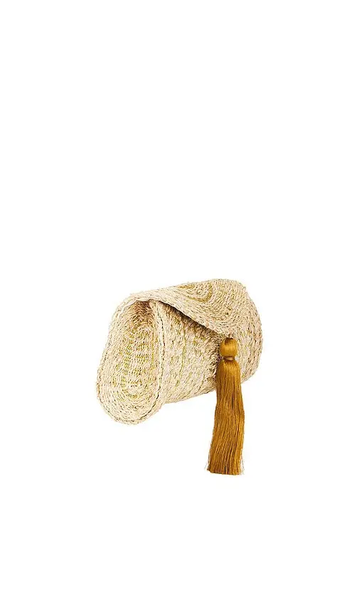 FLORABELLA Navagio Abaca Clutch With Gold String Detail