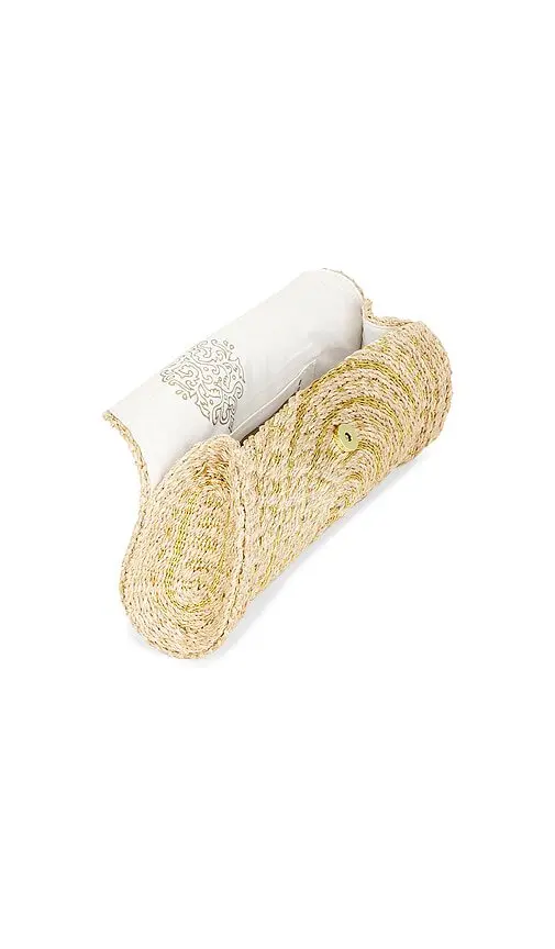 FLORABELLA Navagio Abaca Clutch With Gold String Detail