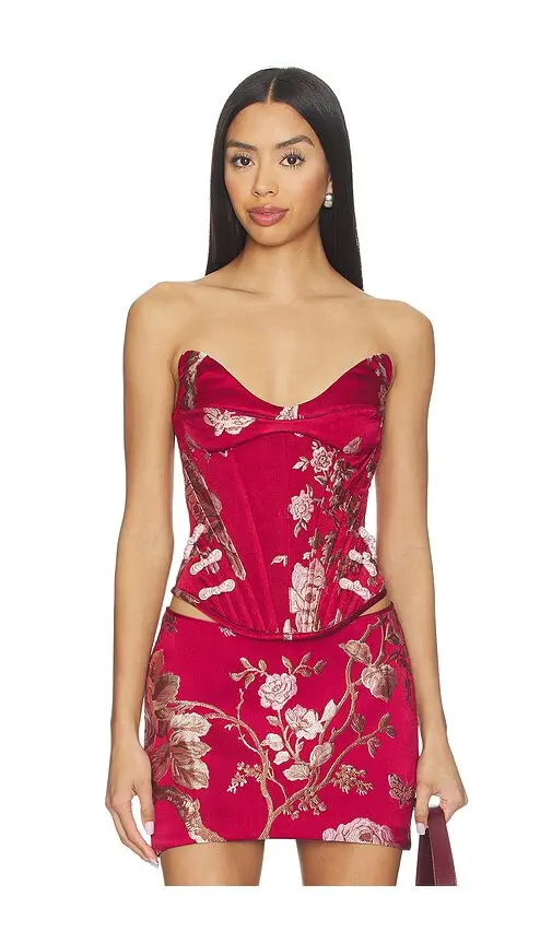 SAU LEE Nico Strapless Top - Red