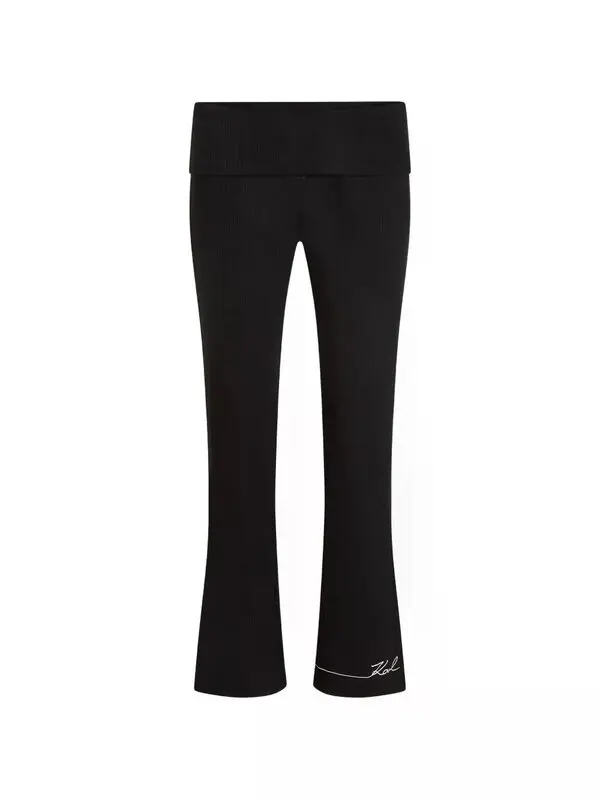 Karl Lagerfeld Signature Flare Palazzo Pants - Black