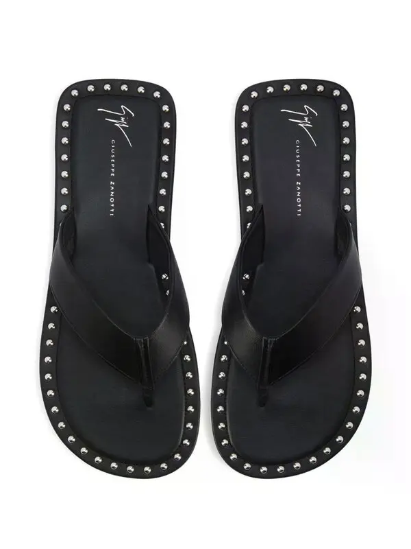 GIUSEPPE ZANOTTI Stud-embellished Leather Thong Flip Flop