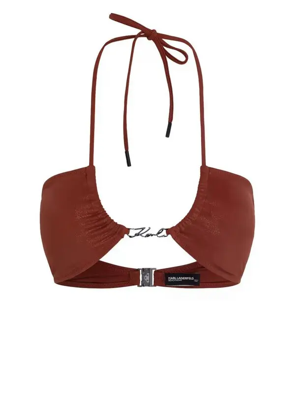 Karl Lagerfeld Signature Halterneck Bikini Top - Red