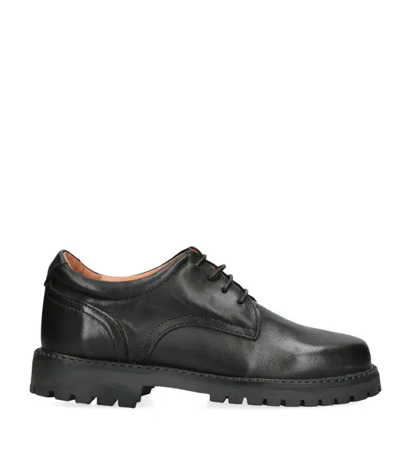 PAPOUELLI Leather Lace-up School Shoes - Black