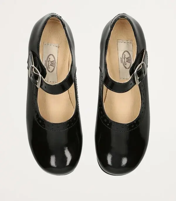 PAPOUELLI Millie Leather Mary Jane Shoes - Black