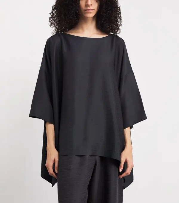 Eskandar Silk Plissé Scoop-neck Top