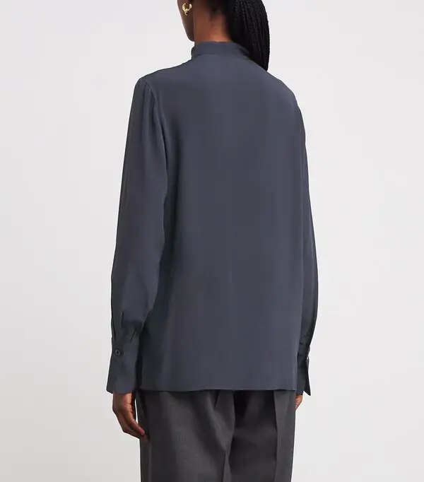 Eleventy Silk Mandarin Collar Tunic Shirt