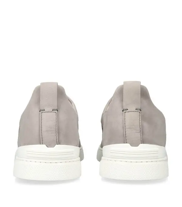 Zegna Crocodile Leather Triple Stitch Secondskin Sneakers - Grey