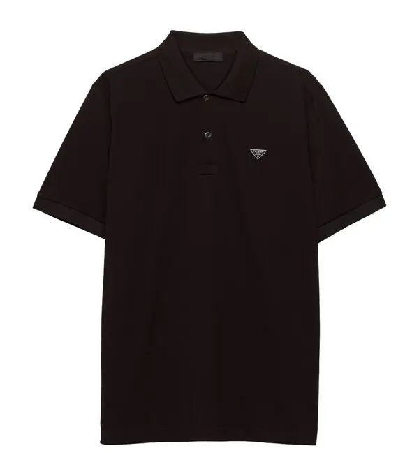 Prada Cotton Piqué Polo Shirt - Black
