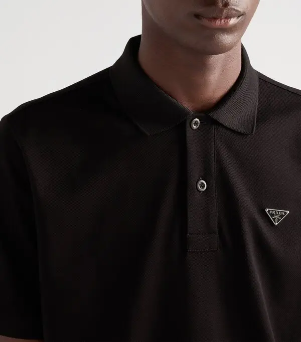 Prada Cotton Piqué Polo Shirt - Black
