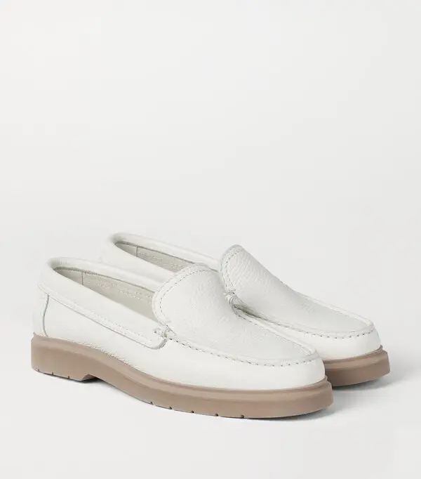 Brunello Cucinelli Grained Leather Loafers - Yellow