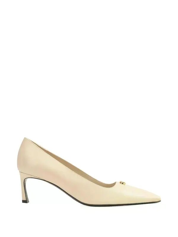 SERGIO ROSSI Logo Plaque Square Toe Pumps - Neutrals