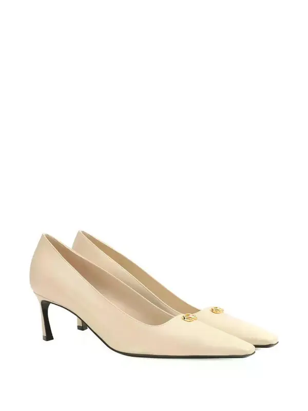 SERGIO ROSSI Logo Plaque Square Toe Pumps - Neutrals