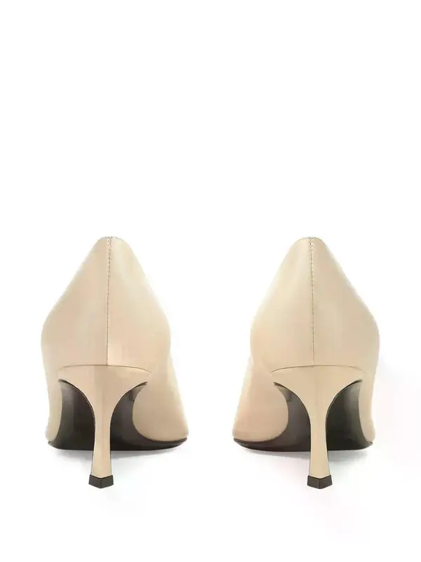SERGIO ROSSI Logo Plaque Square Toe Pumps - Neutrals