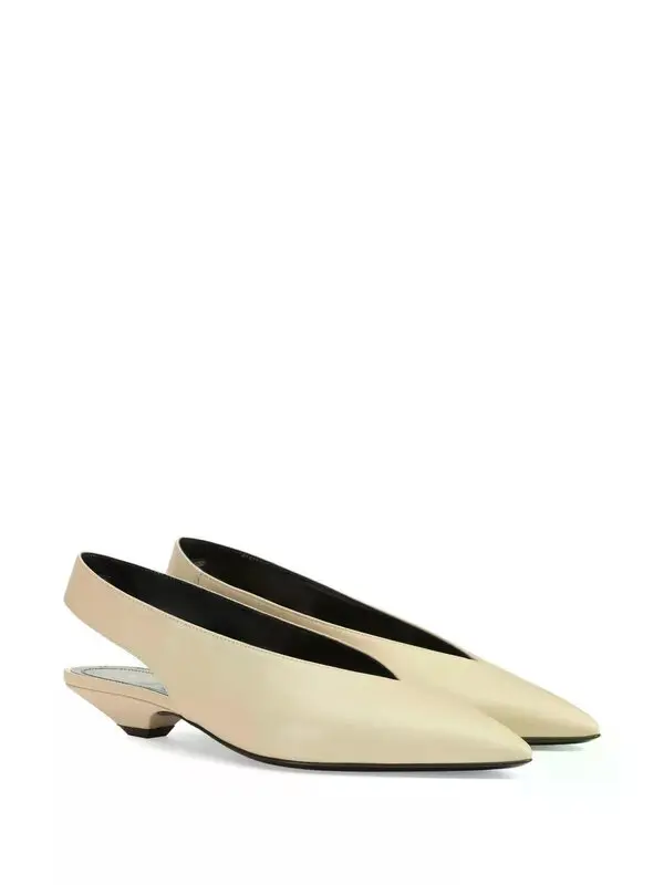 SERGIO ROSSI Beige Pointed Toe Slingback Pumps - Neutrals