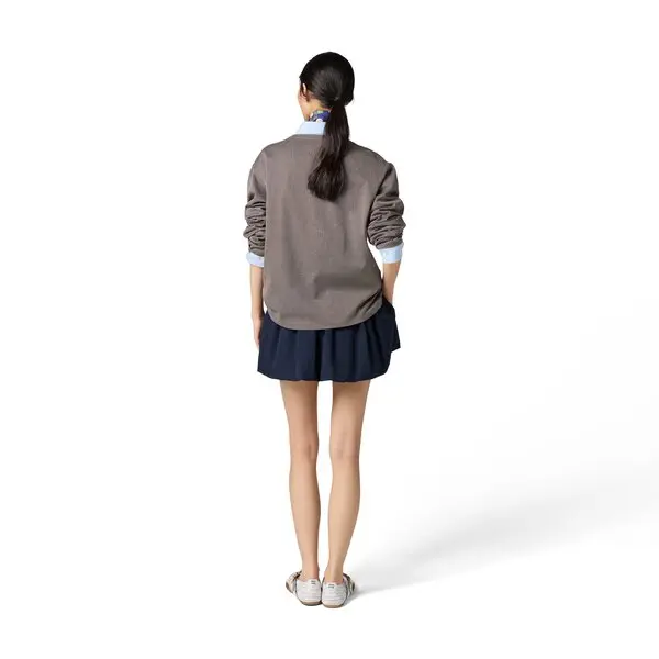 Miu Miu Flared Poplin Miniskirt With Jacquard Logo - Navy