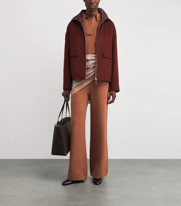 YVES SALOMON Merino Wool Straight Trousers - Red